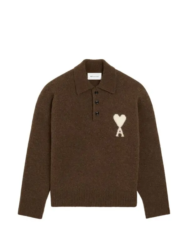 AMI Paris De Coeur Wool Polo Sweater - Multicolor