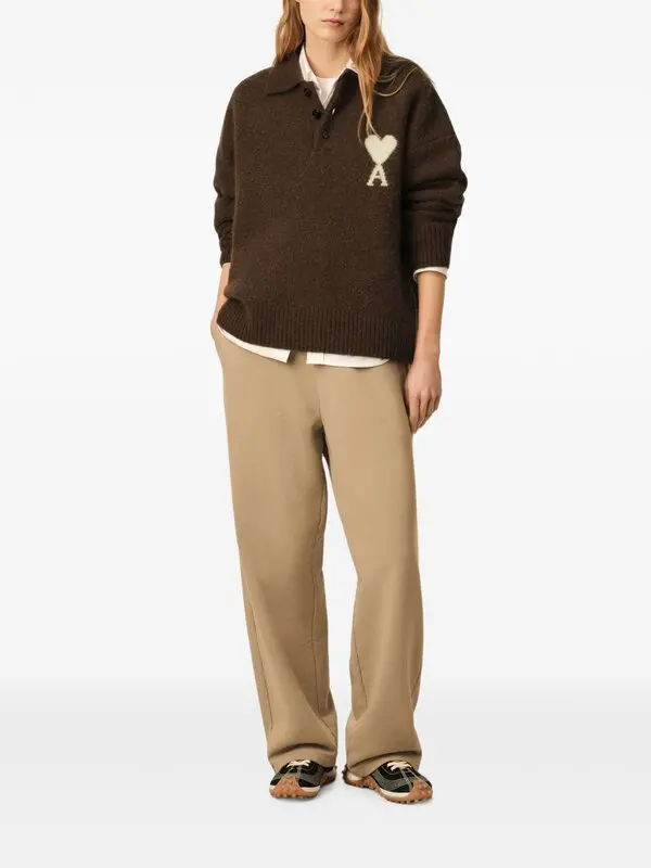 AMI Paris De Coeur Wool Polo Sweater