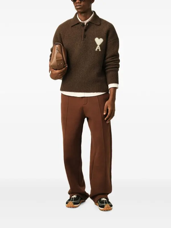 AMI Paris De Coeur Wool Polo Sweater