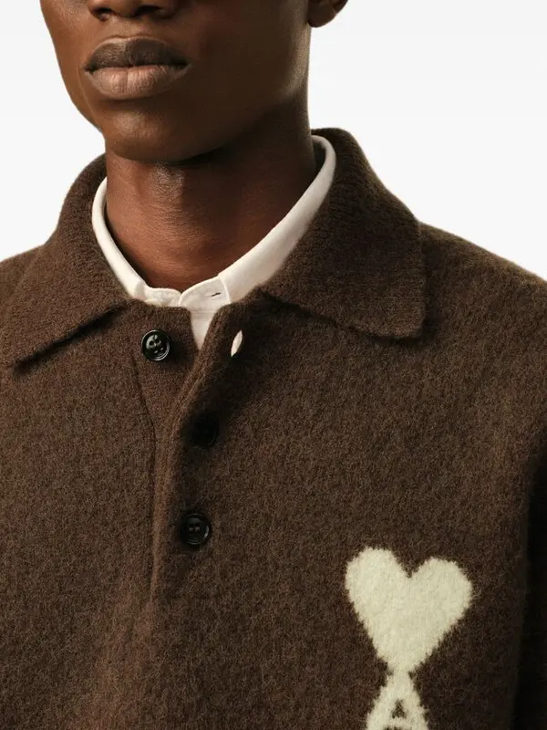 AMI Paris De Coeur Wool Polo Sweater