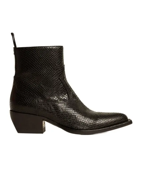 GOLDEN GOOSE Low Debbie Boots In Snake-print Leather - Black