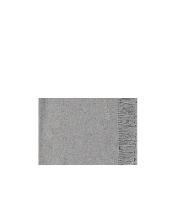 A.p.c. Logo-embroidered Fringed-edge Scarf - Gray