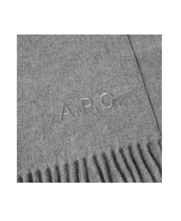 A.p.c. Logo-embroidered Fringed-edge Scarf