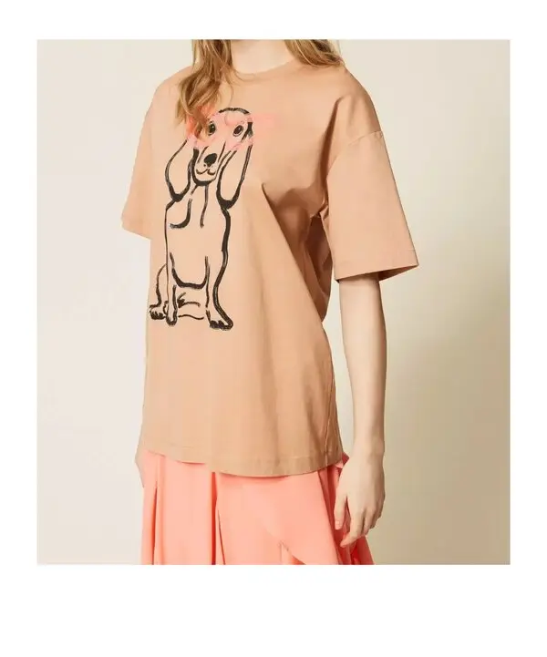 TWINSET Dog-print T-shirt - Nude