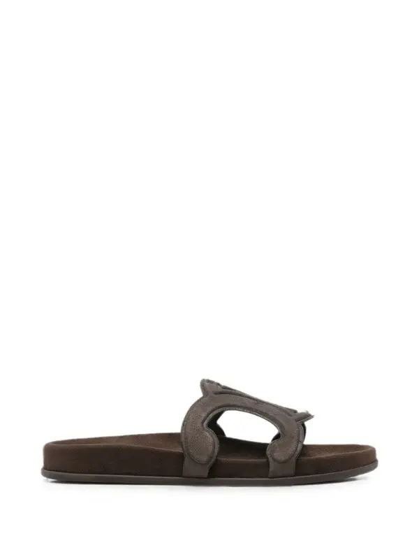 Celine Triomphe Suede Leather Sandals