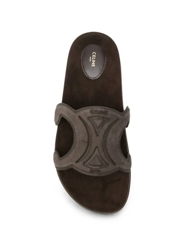 Celine Triomphe Suede Leather Sandals