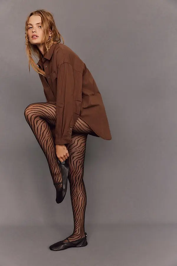 Swedish Stockings Zadie Zebra Tights - Brown