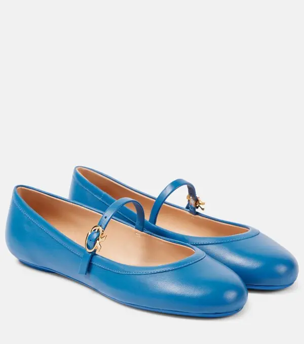 GIANVITO ROSSI Carla Leather Mary Jane Flats