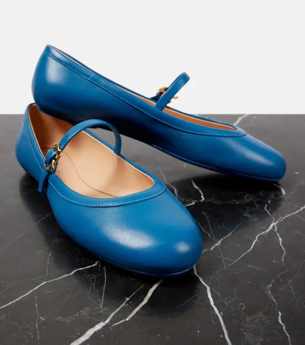 GIANVITO ROSSI Carla Leather Mary Jane Flats