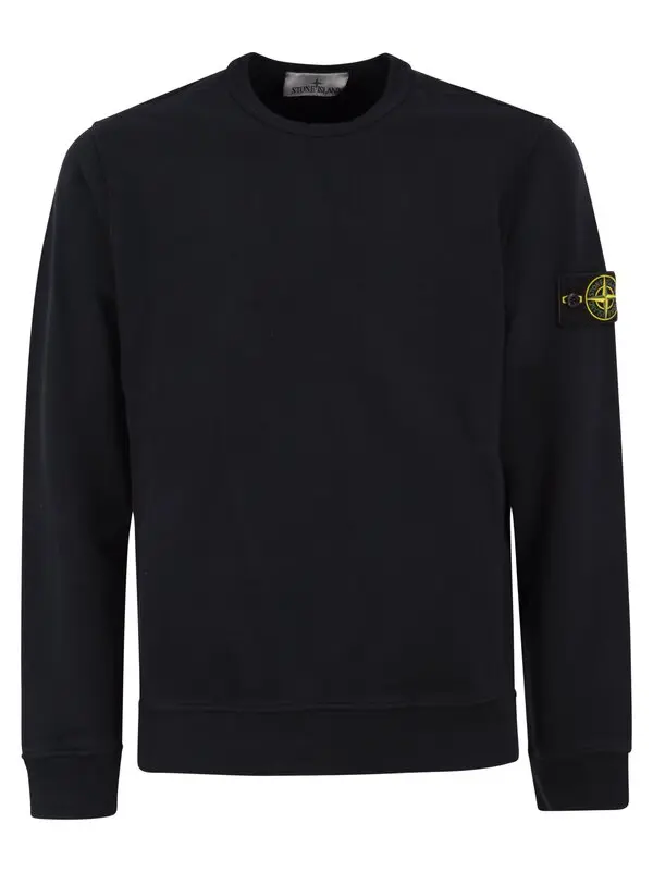 Stone Island Cotton Crew Neck Sweatshirt With Compass Badge - Blue