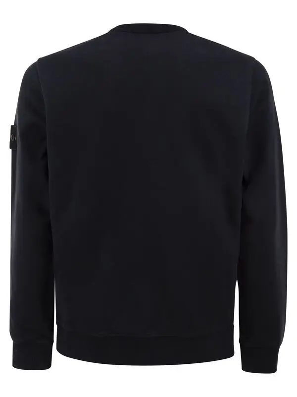 Stone Island Cotton Crew Neck Sweatshirt With Compass Badge - Blue