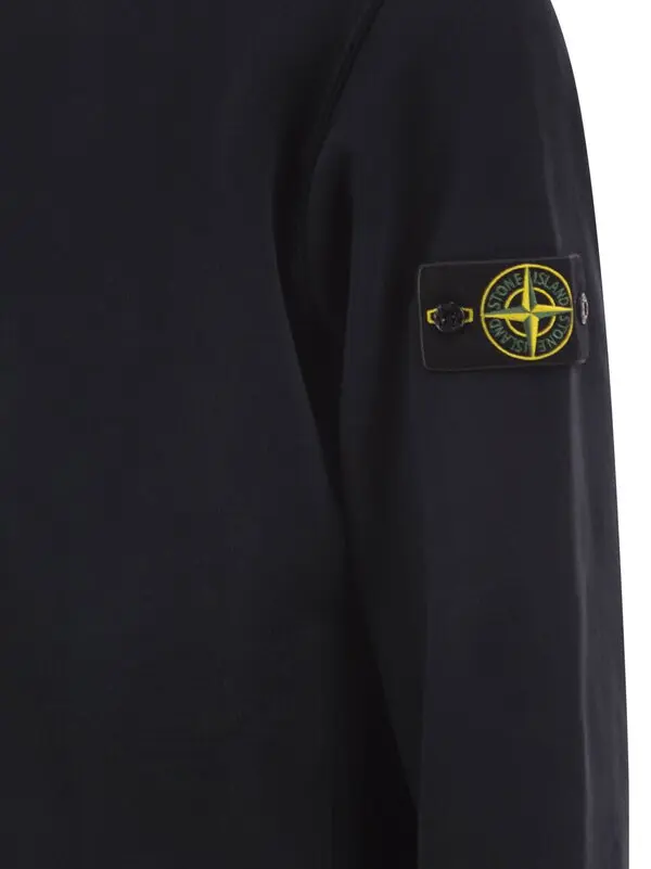 Stone Island Cotton Crew Neck Sweatshirt With Compass Badge - Blue