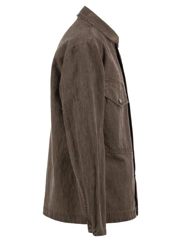 Stone Island Corduroy Overshirt With Compass Badge