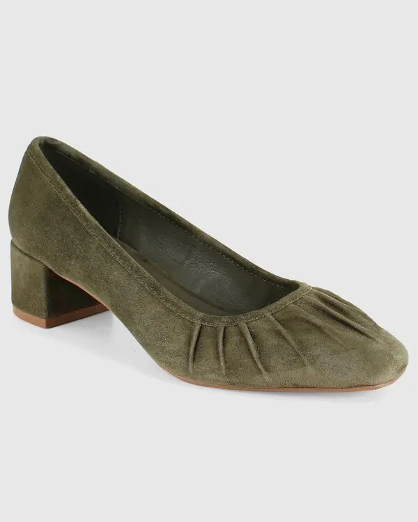 Splendid Jade Suede Block Heel Pump - Olive