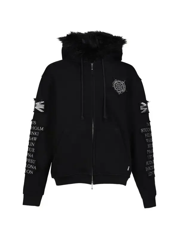 N.HOOLYWOOD Patched Zip-up Hoodie - Black
