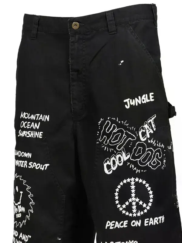 SWJP Graphic-print Double-knee Shorts