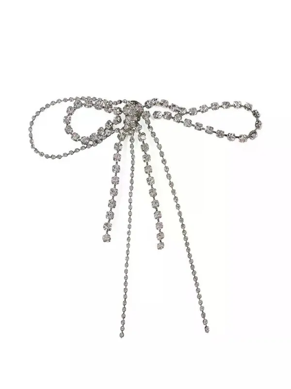 YELLOWSWALLOW Crystal-embellished Layered-bow Brooch - Silver