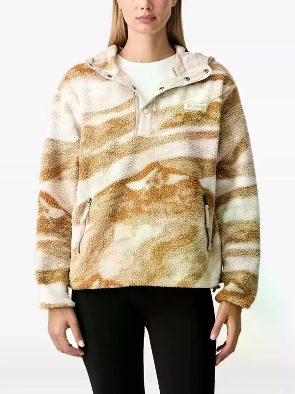 Columbia Helvetia Mountain-print Fleece Hoodie - Neutrals