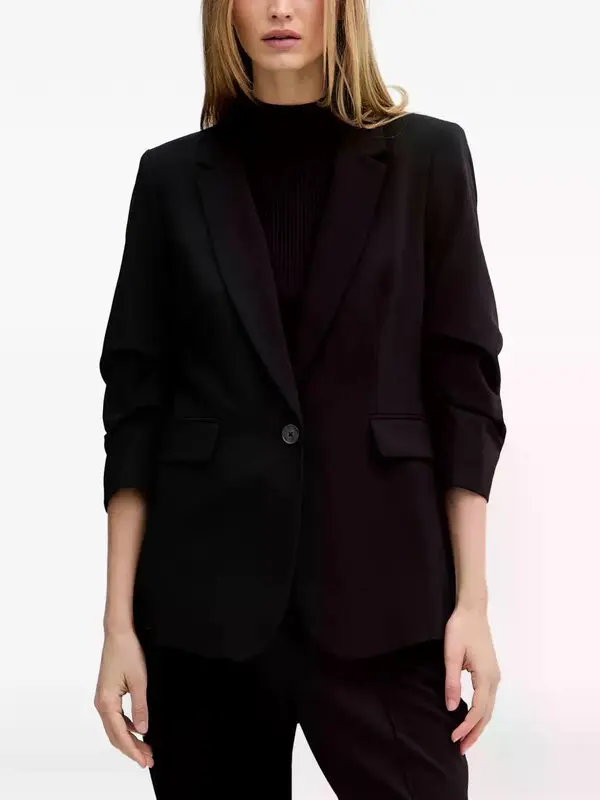 Dkny Single-breasted Ruched-sleeve Blazer