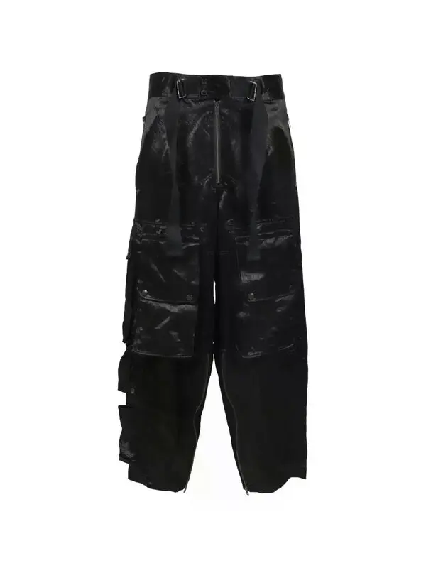 DAIRIKU High-waist Satin Cargo Pants