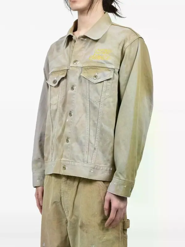 SWJP Faded Paint-splatter Cotton Pique Jacket