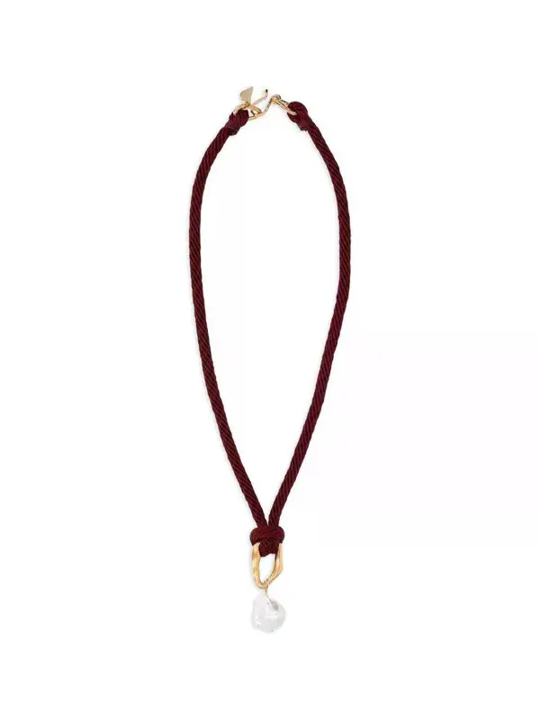 FORTE_FORTE Pearl-pendant Rope Necklace - Red