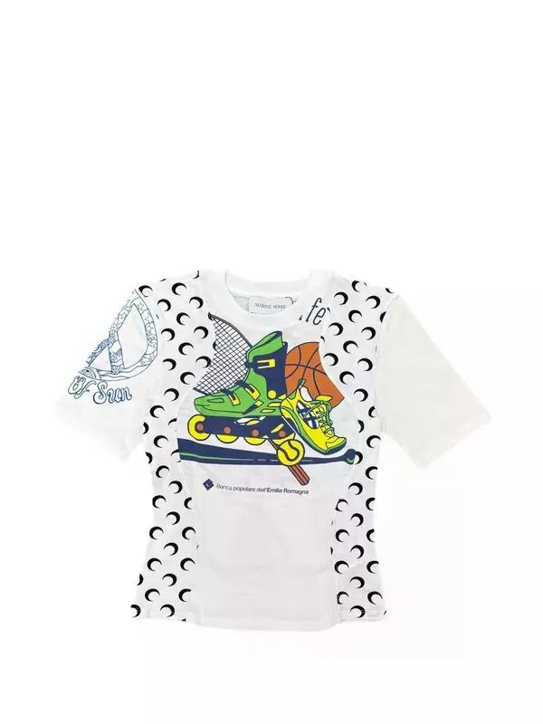 MARINE SERRE Moon-print Crew Neck T-shirt - White