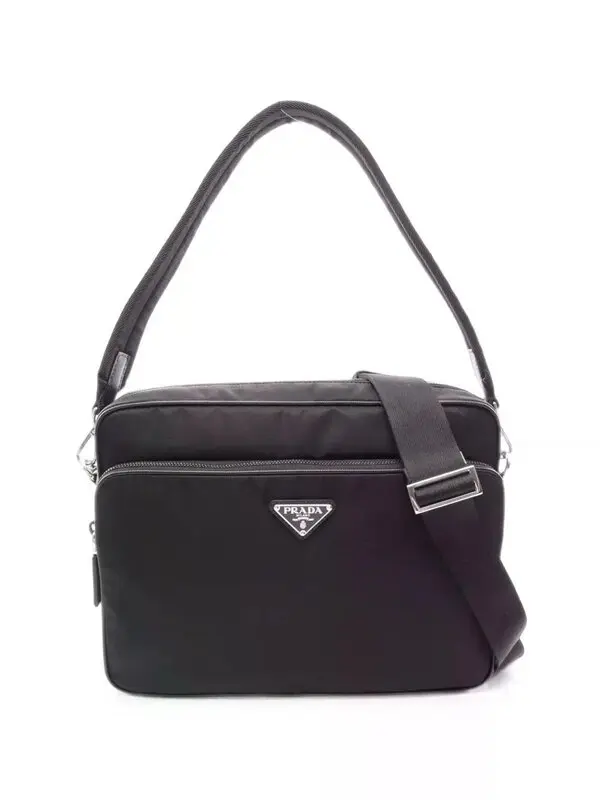 Prada 2020s Tessuto Saffiano Shoulder Bag - Black
