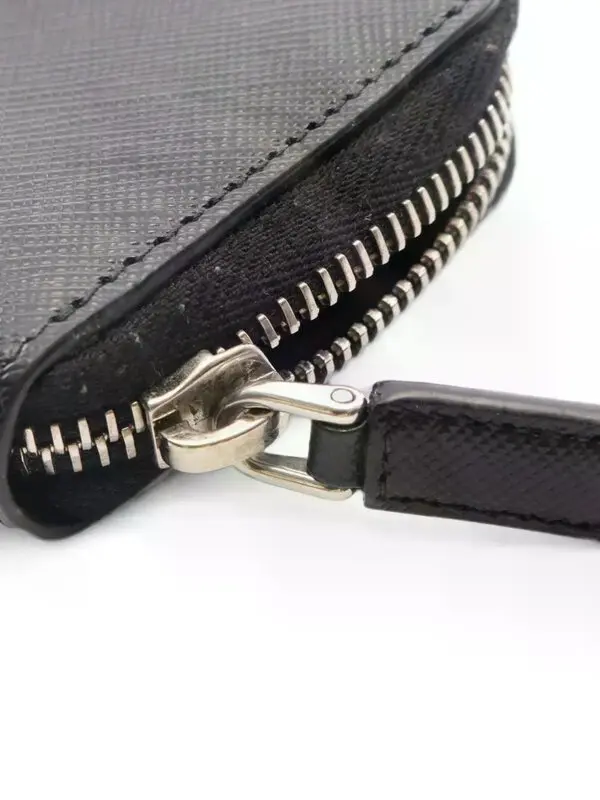 Prada 2010s Triangle Logo Saffiano Leather Coin Purse