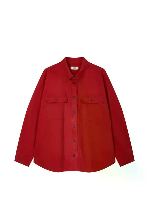 STUDIO TOMBOY Chest-pocket Cotton Shirt - Red