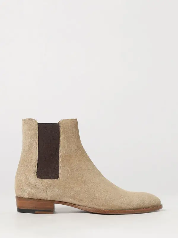 Saint Laurent Suede Chelsea Boots With Round Toe