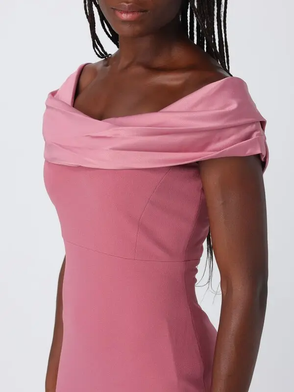 Solace London Adele Off-the-shoulder Draped Satin Long Evening Gown