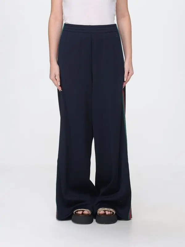 Gucci High-waisted Wide-leg Cotton Jersey Jogging Trousers - Blue