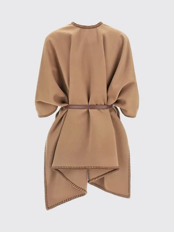 Max Mara Asymmetric Virgin Wool Cape With V-neck And Adjustable Belt