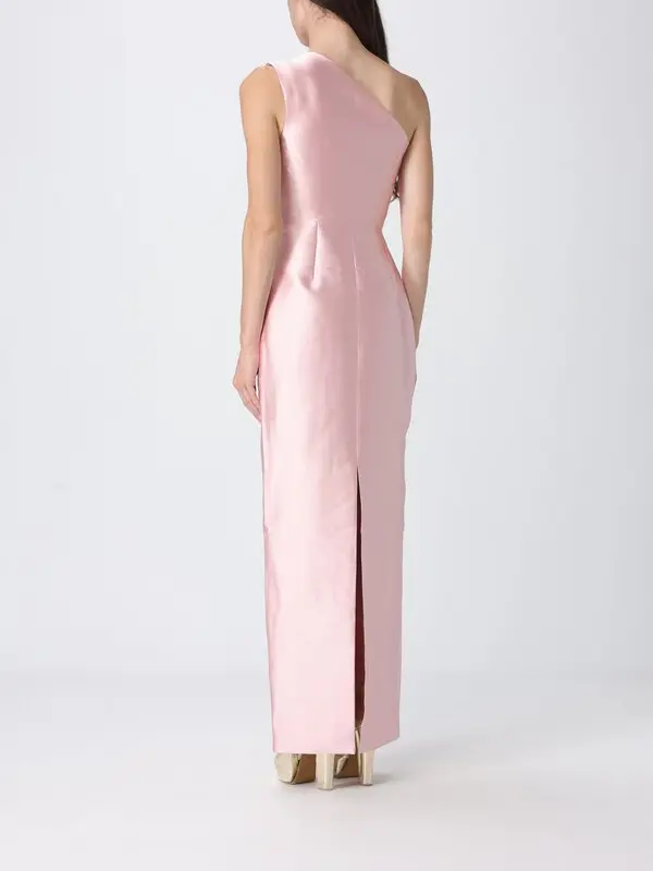Solace London One-shoulder Satin Long Gown With Back Slit