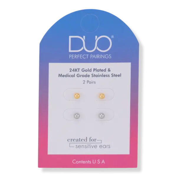 DUO PERFECT PAIRINGS Gold Plated Stainless Steel Stud Set
