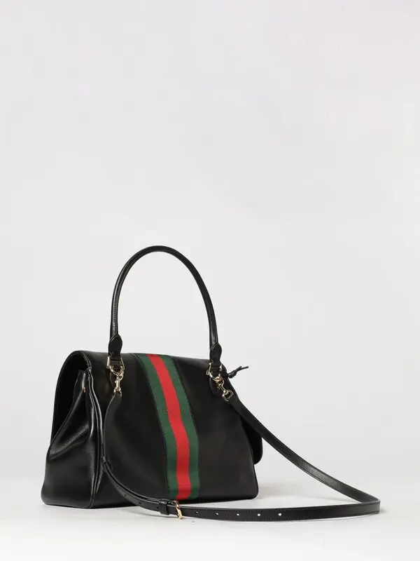 Gucci Paparazzo Leather Top Handle Bag With Web And Horsebit - Black