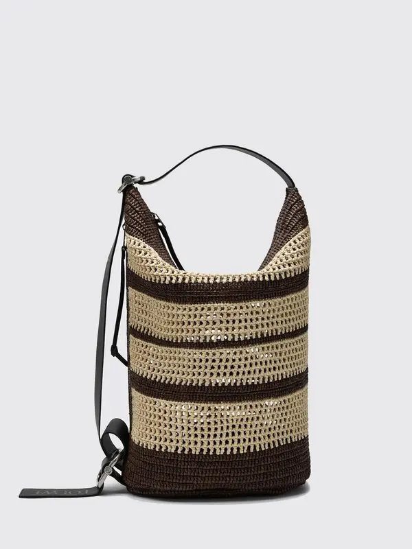 Loewe Loop Striped Crochet Raffia Crossbody Bag