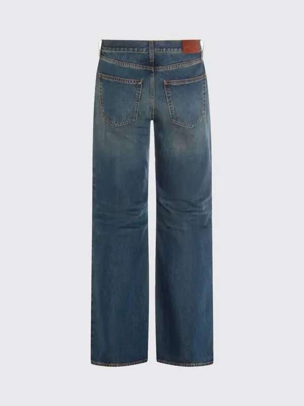Gucci Cotton Denim Wide Leg Jeans With Horsebit