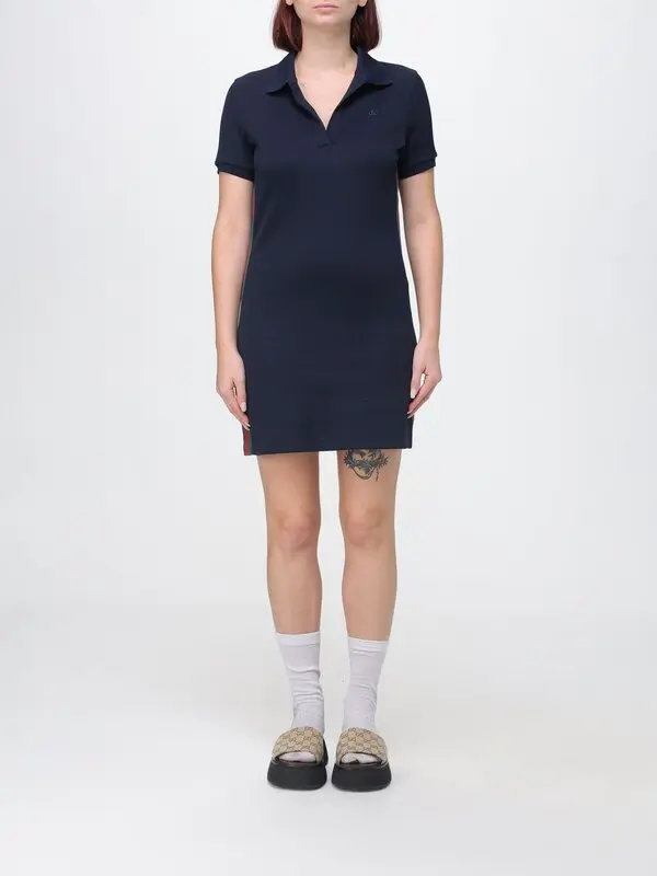Gucci Web Detail Cotton Jersey Polo Mini Dress