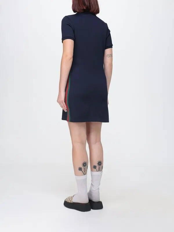Gucci Web Detail Cotton Jersey Polo Mini Dress