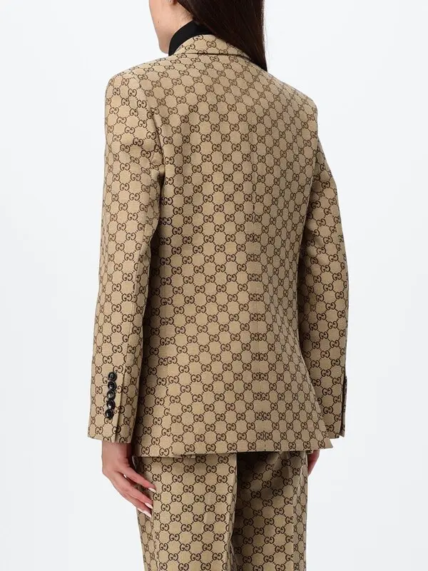 Gucci Single-breasted Slim Fit Blazer In Cotton-blend With Gg Monogram