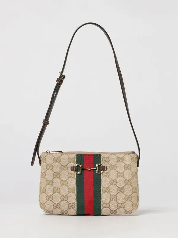 Gucci Gg Canvas Mini Shoulder Bag With Horsebit And Web Detail