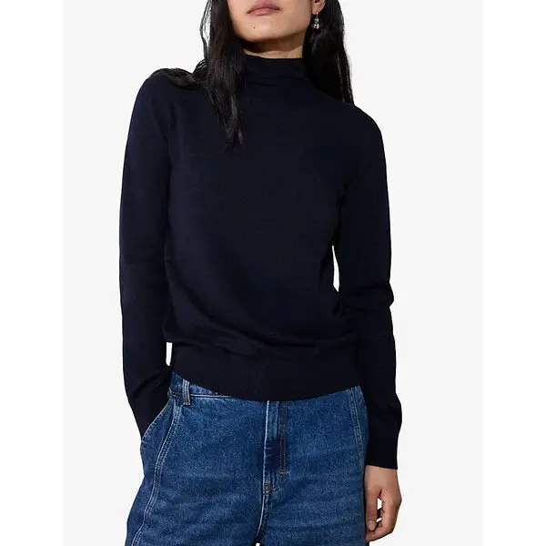 Whistles Tie-neck Knitted Cotton-blend Jumper