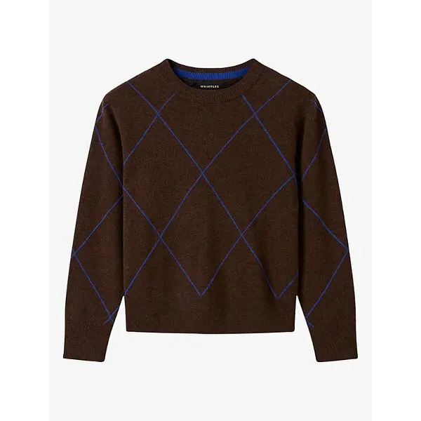 Whistles Diamond-pattern Knitted Wool Jumper