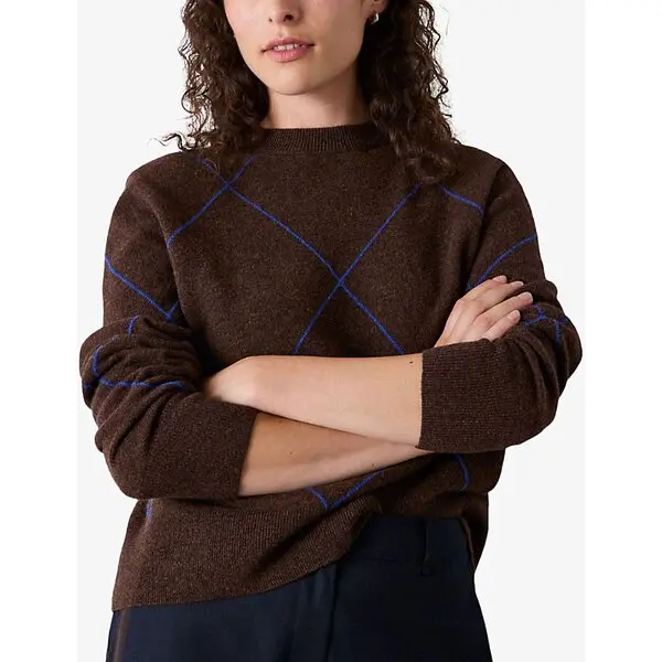 Whistles Diamond-pattern Knitted Wool Jumper