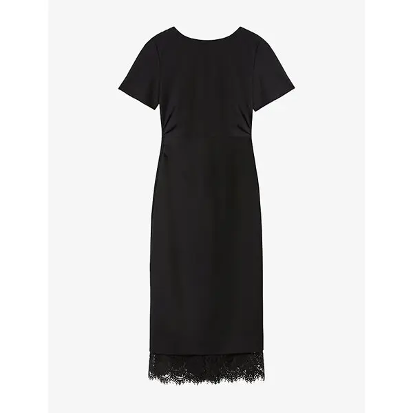 Whistles Ponte Lace-trim Crepe Midi Dress