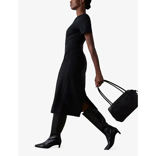 Whistles Ponte Lace-trim Crepe Midi Dress