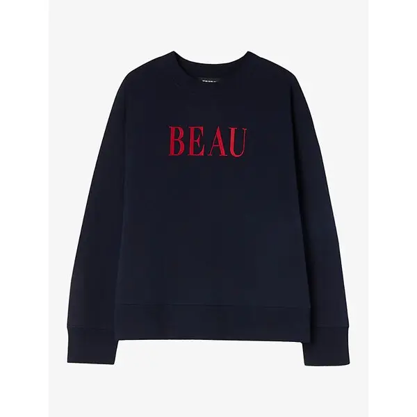 Whistles Beau Logo-embroidered Cotton Sweatshirt