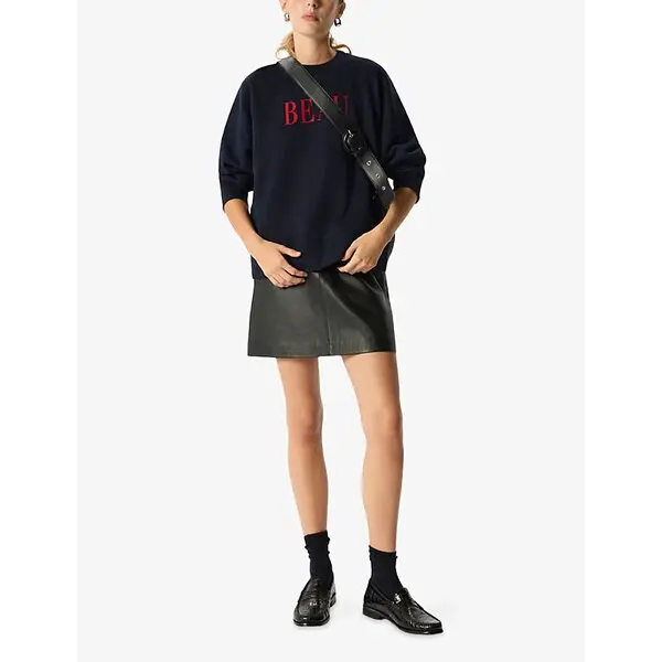 Whistles Beau Logo-embroidered Cotton Sweatshirt